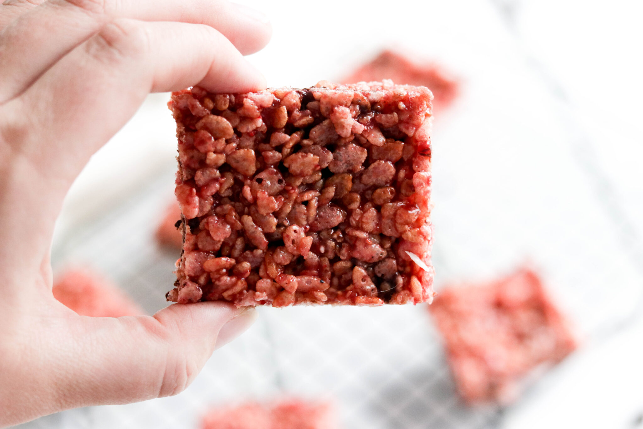 Skinny Chocolate Chip Raspberry Rice Krispies - Nikki's Plate