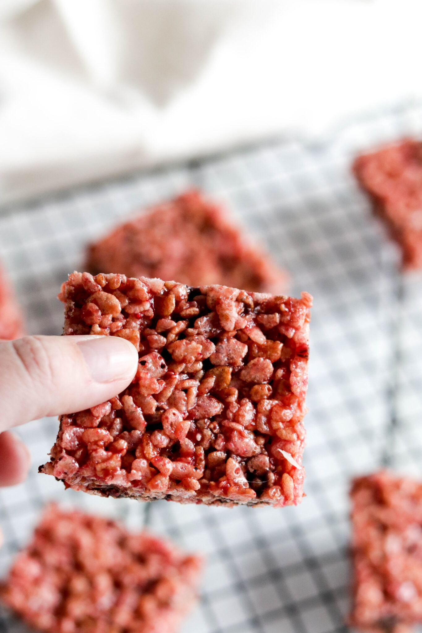 Skinny Chocolate Chip Raspberry Rice Krispies - Nikki's Plate