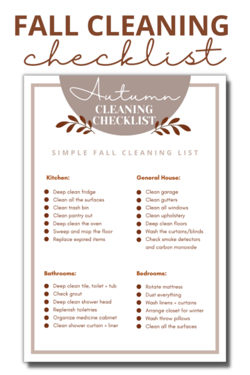 Autumn Cleaning Checklist with Printable - Nikki's Plate