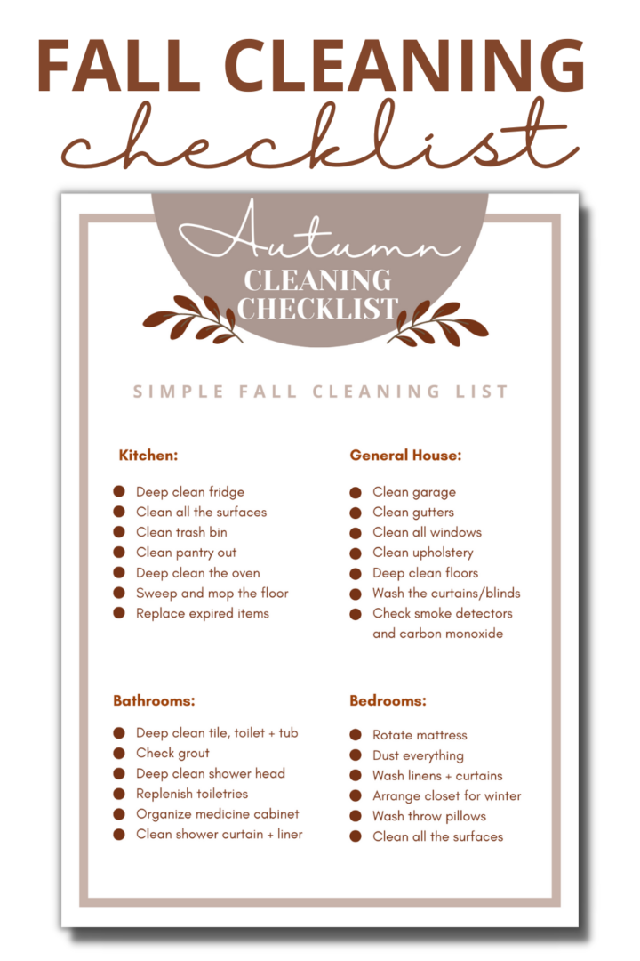 Autumn Cleaning Checklist with Printable - Nikki's Plate