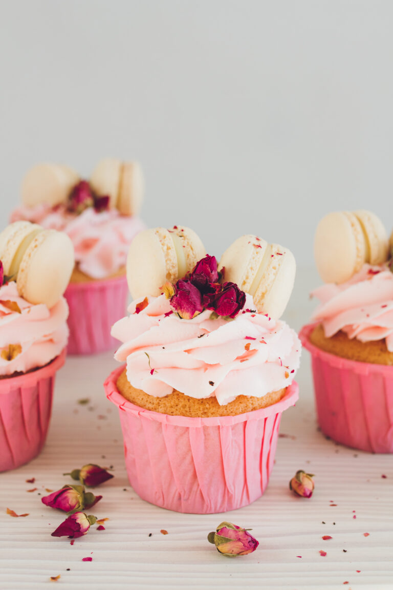 Pink Macaroon Cupcakes - Nikki's Plate