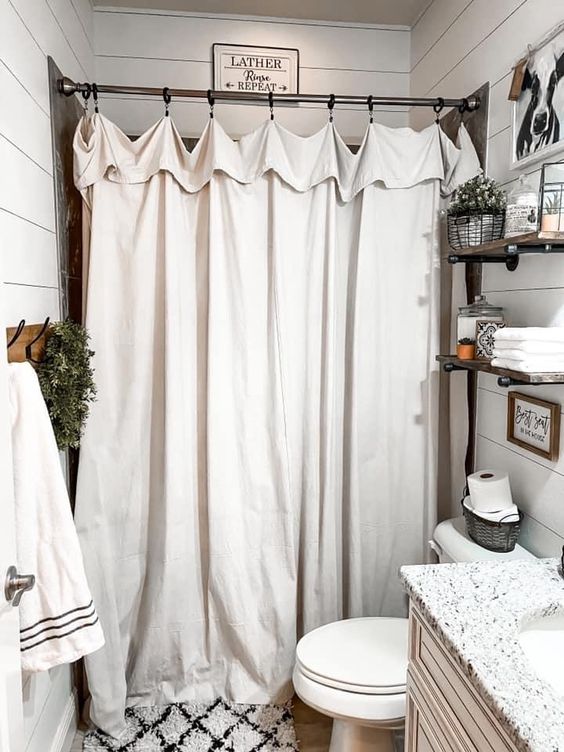 Farmhouse bathroom shower curtain store