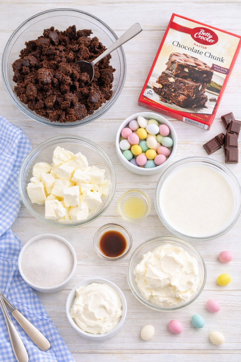 Easter Brownie Cheesecake Birds Nests — Easy Holiday Dessert Kids Love