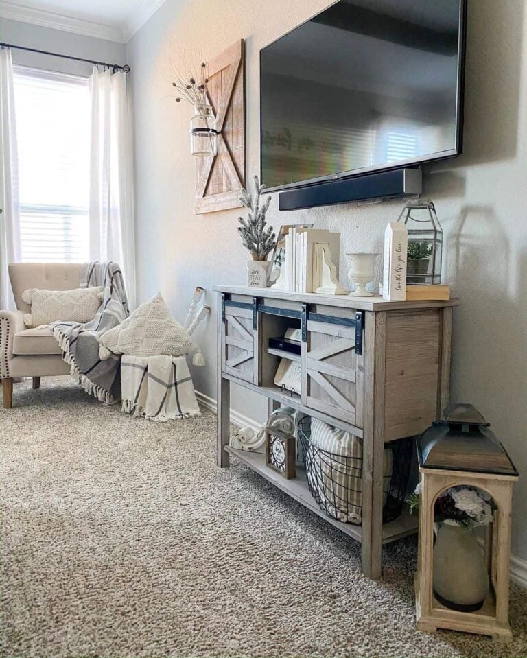 20 Farmhouse TV Stand Ideas for a Rustic Vibe - Nikki's Plate