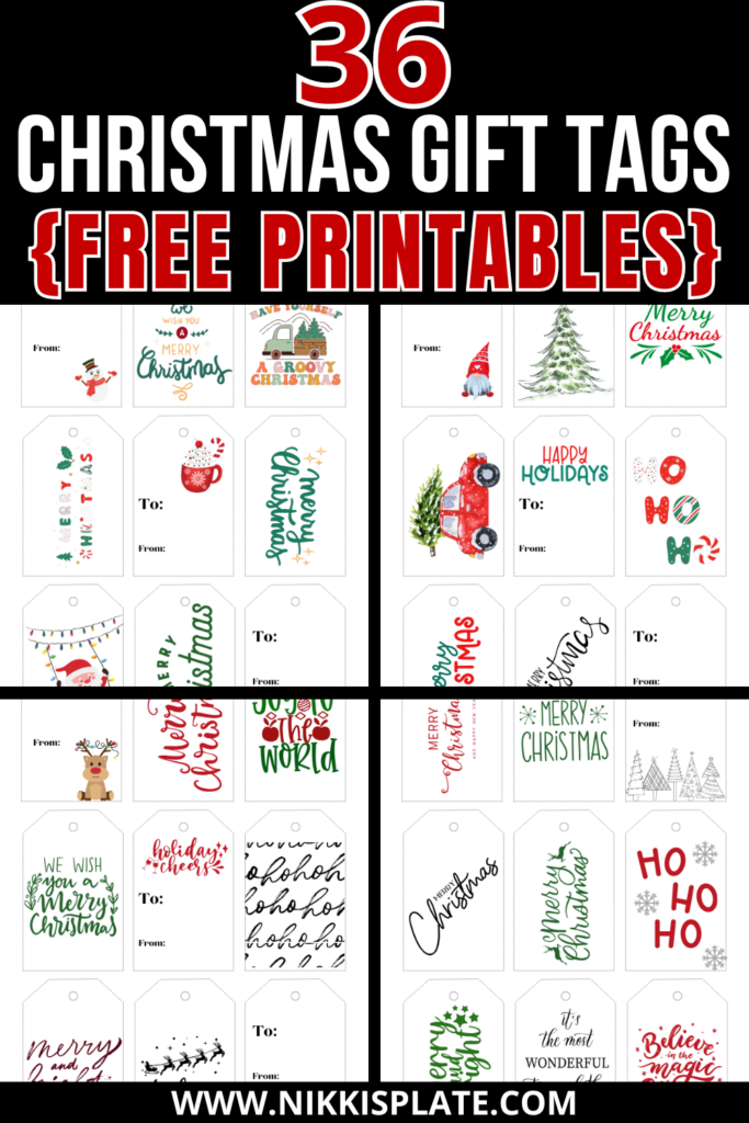 36 FREE Christmas Gift Tags Printables - Nikki's Plate