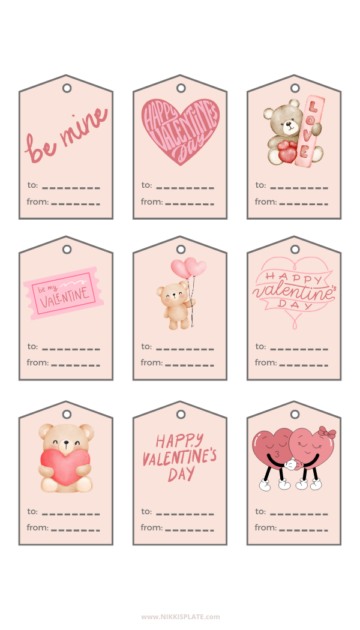 36 Free Pink Valentine's Day Printable Gift Tags - Nikki's Plate