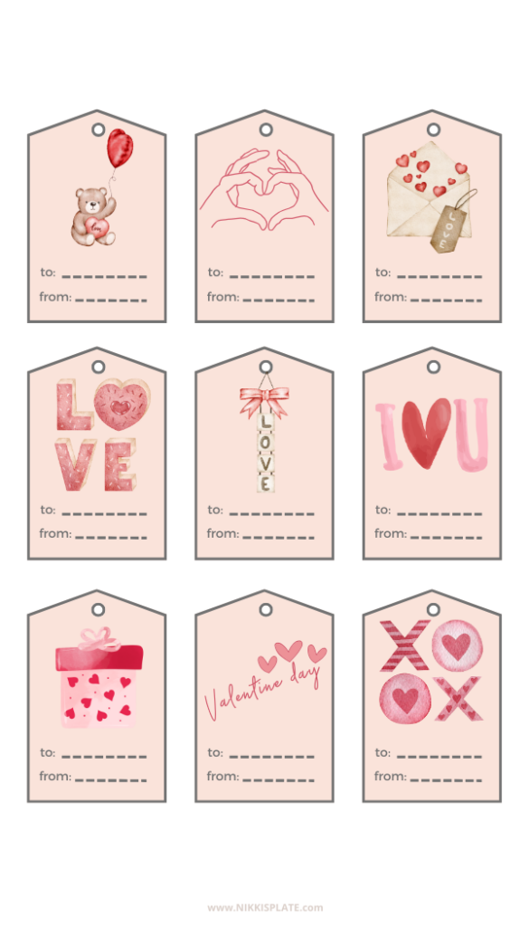 36 Free Pink Valentine's Day Printable Gift Tags - Nikki's Plate