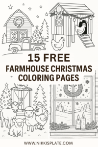 15 FREE Farmhouse Christmas Coloring Pages | Printable Bundle