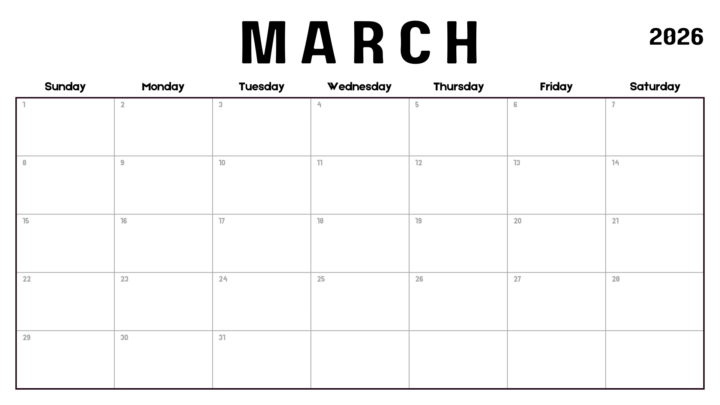 10 FREE Minimalist March 2026 Calendar Printable (PDF Download)