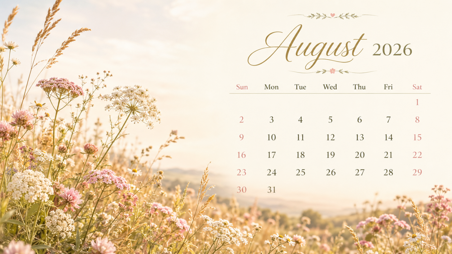 35 Free August 2026 Desktop Calendar Backgrounds Easy Download